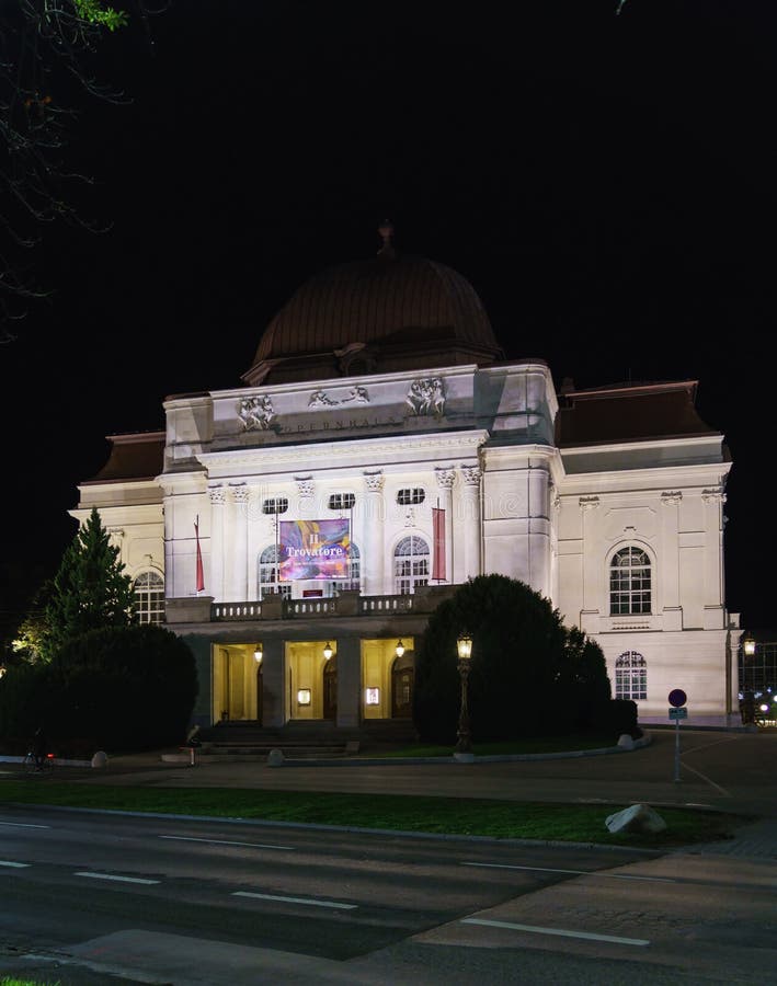 The Building of the Grazer Opera House at Night, Graz, Austria ...