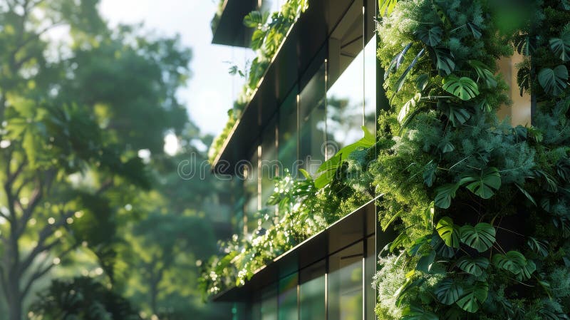 A Building with a Green Wall of Plants Stock Photo - Image of light ...