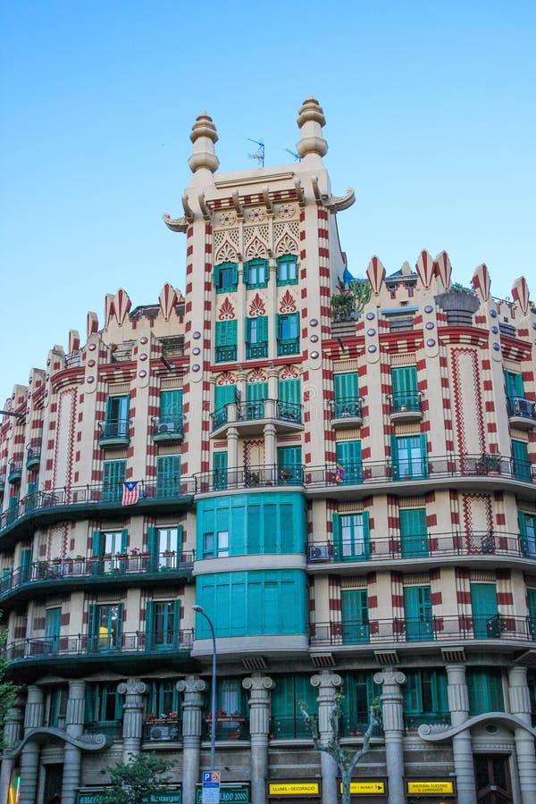 Building with Green Windows, Barcelona (Spain) Editorial Photo - Image ...