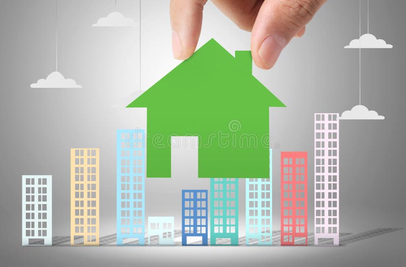 Building in Hand Businessmen Stock Illustration - Illustration of ...