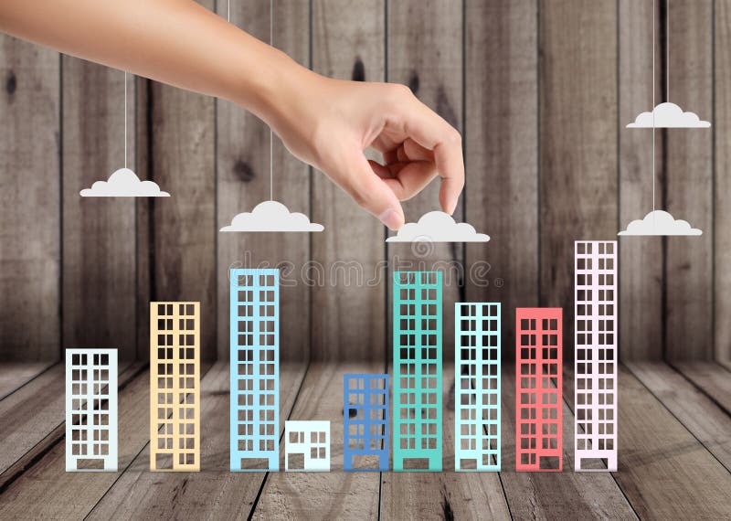 Building in the hand stock illustration. Illustration of business ...