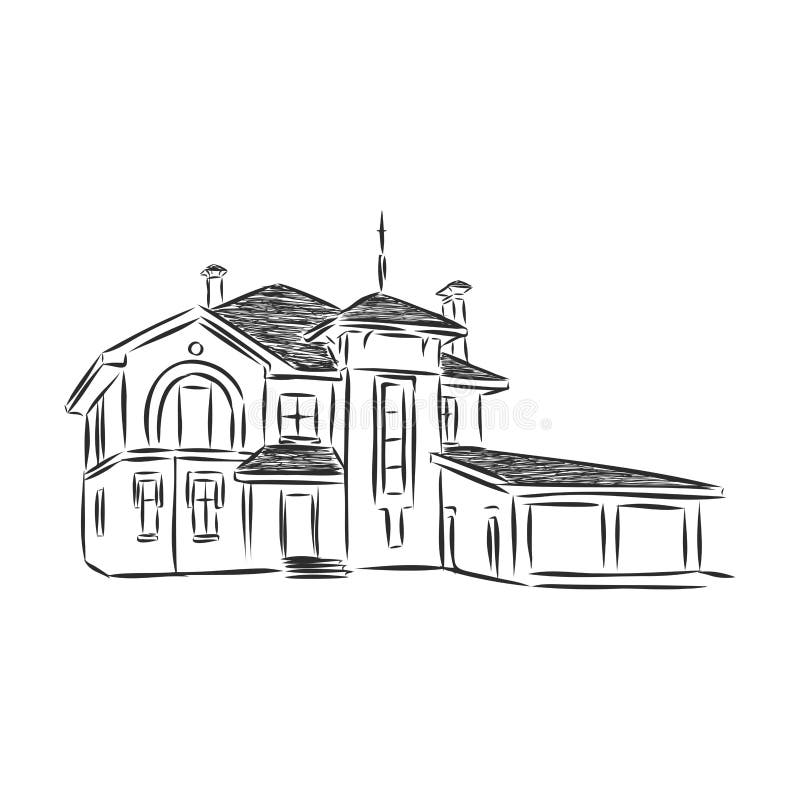 Building Hand Drawing, House Vector Sketch Illustration, Architecture ...