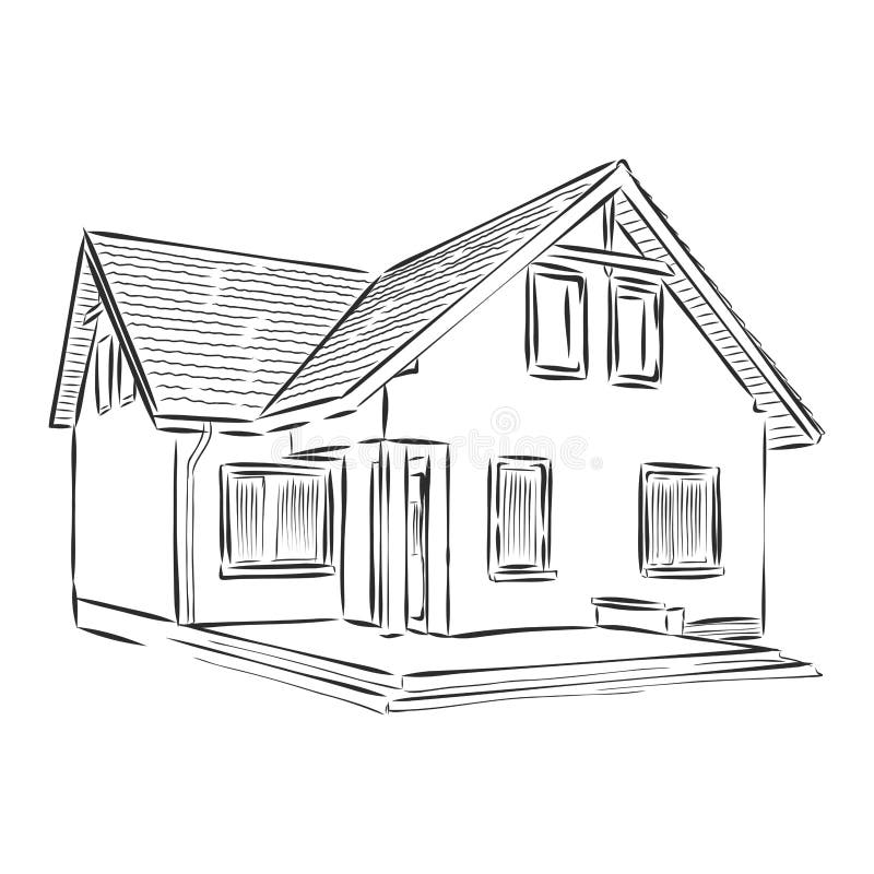 Building Hand Drawing, House Vector Sketch Illustration, Architecture ...