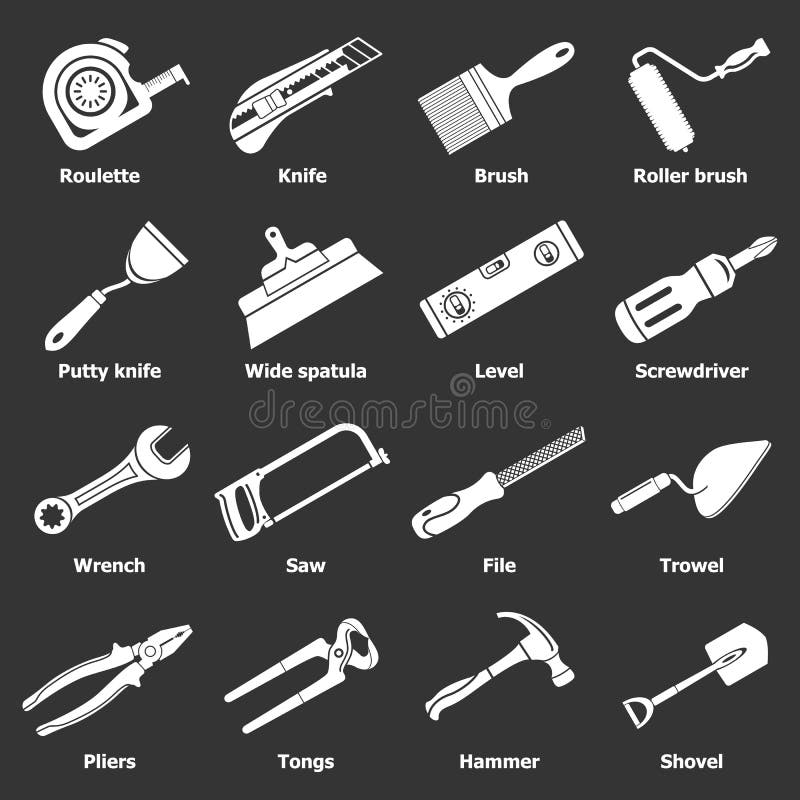 Hand tool icons set purple stock vector. Illustration of coloring ...