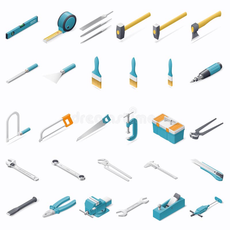 Building Hand Tools Icon Set Stock Vector - Illustration of clamp ...