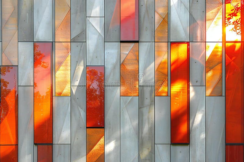 A Building that Has an Orange and White Striped Concrete Tile Design ...