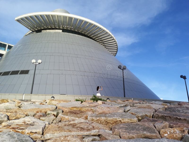 The Building Have UFO Design Stock Photo - Image of resemble, dusk ...