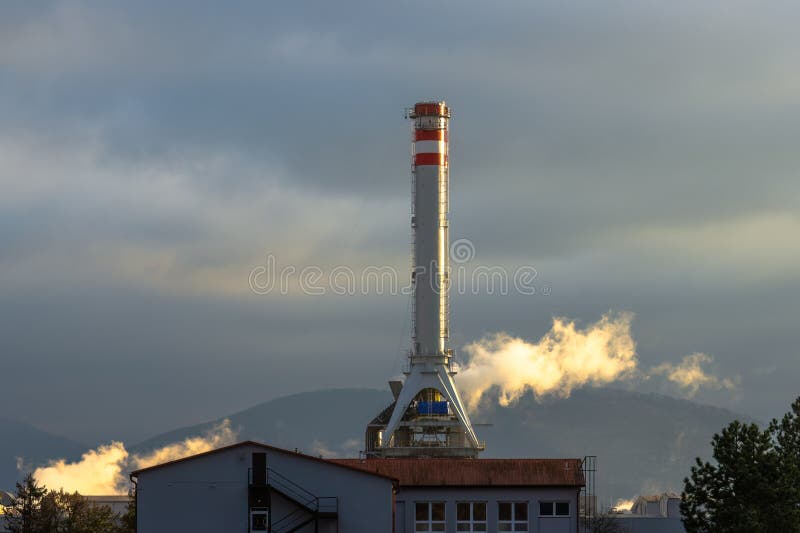 Building and High Chimney in the Factory Stock Image - Image of ecology ...