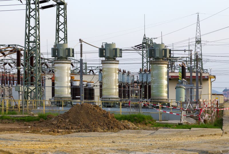 Building on a High-voltage Substation Stock Photo - Image of amperage ...