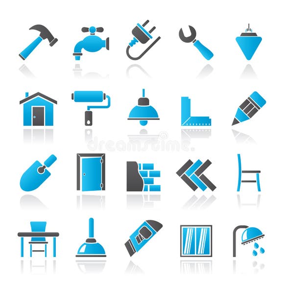 Building and Home Renovation Icons Stock Vector - Illustration of ...