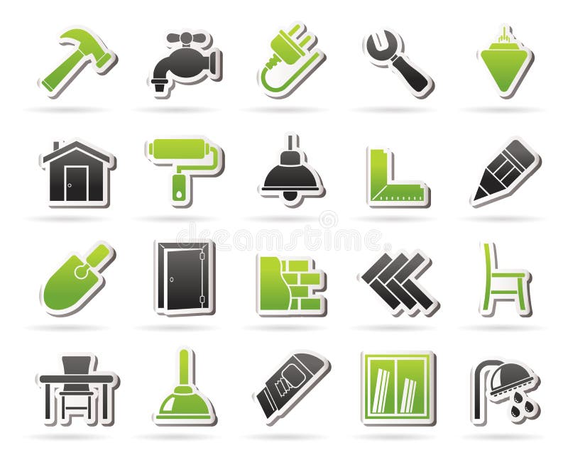 Building and Home Renovation Icons Stock Vector - Illustration of ...