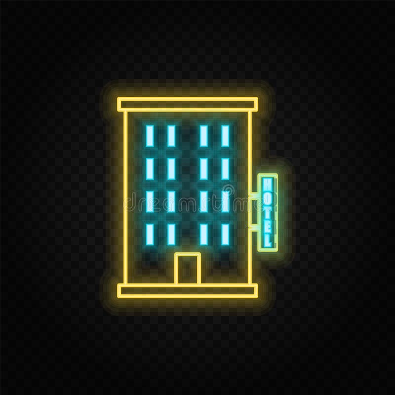 Neon, Hotel Building Blue. Blue Neon, Building Vector Icon. Vector ...