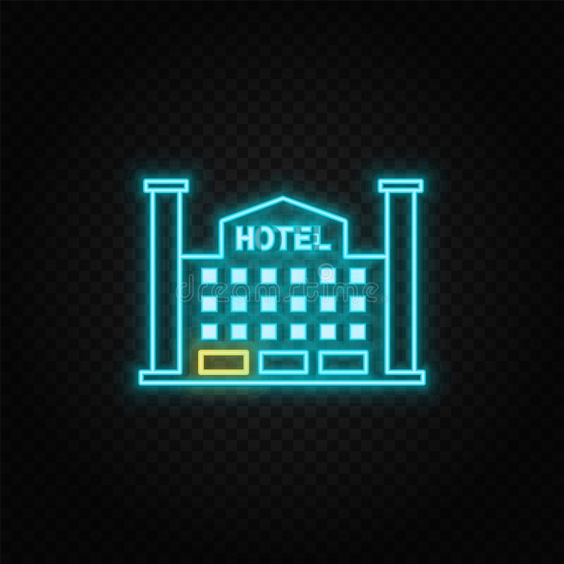 Building, Hotel Neon Vector Icon. Vector Transparent Background Stock ...
