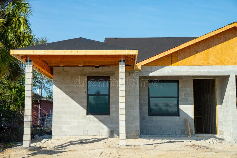 Building a House from Blocks Stock Photo - Image of concrete ...