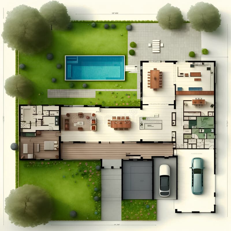 Building House on Blueprints Architectural Construction Model ...