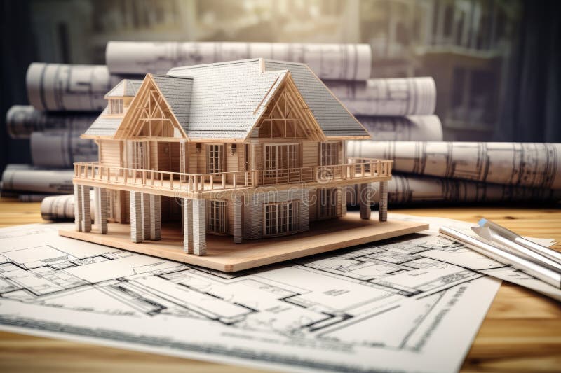 Building House on Blueprints - Construction Project, Ai Generated Stock ...