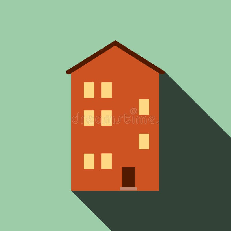 Building House Icon with Long Shadow, Flat Design Stock Illustration ...