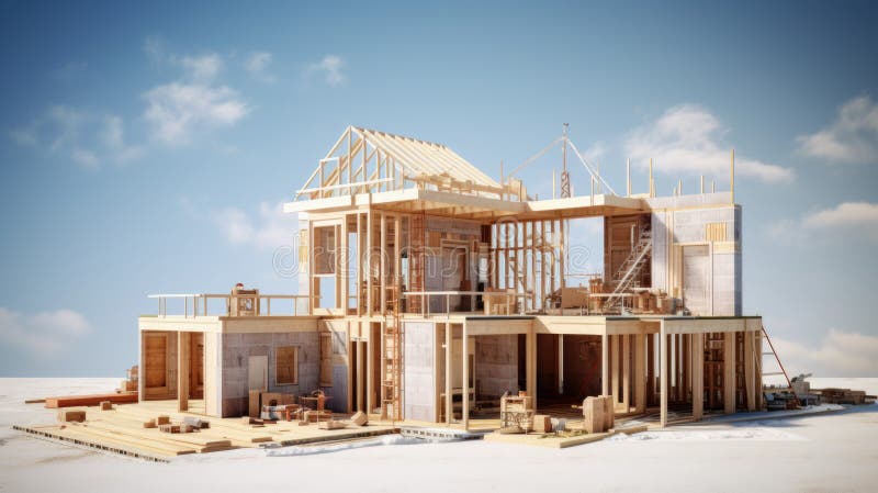 Building House Model. Construction Project Stock Illustration ...