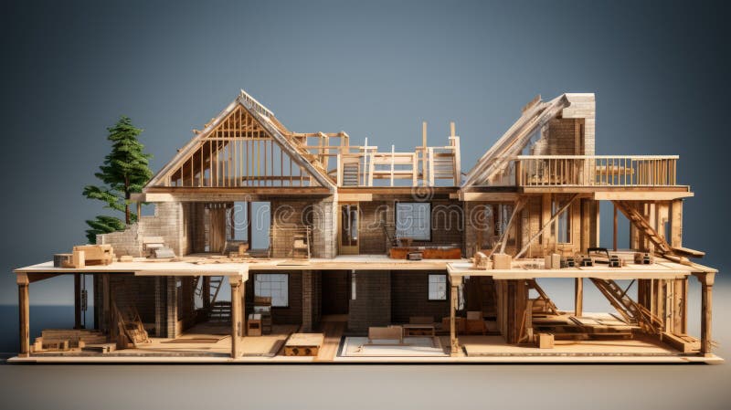 Building House Model. Construction Project Stock Photo - Image of ...