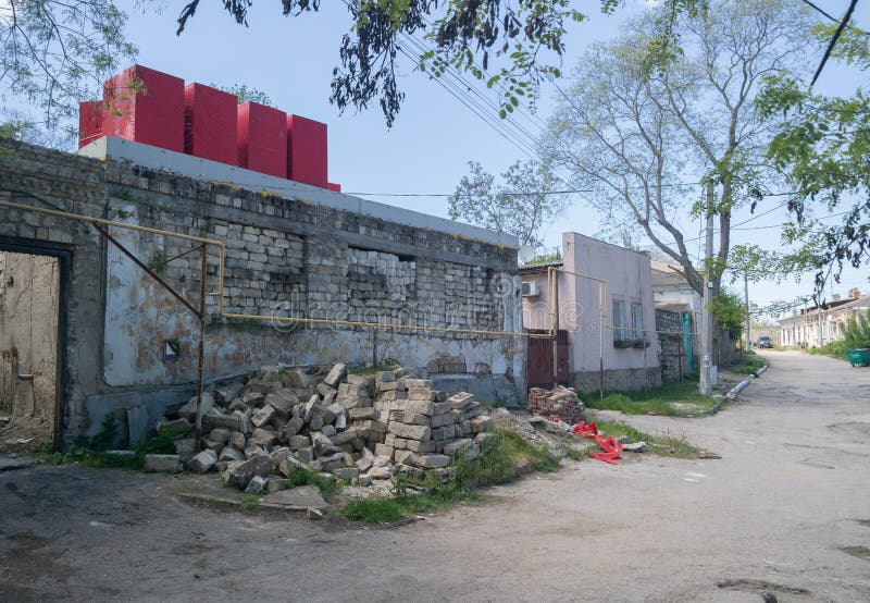 Building a House, a Mountain of Stone Blocks Stock Photo - Image of ...