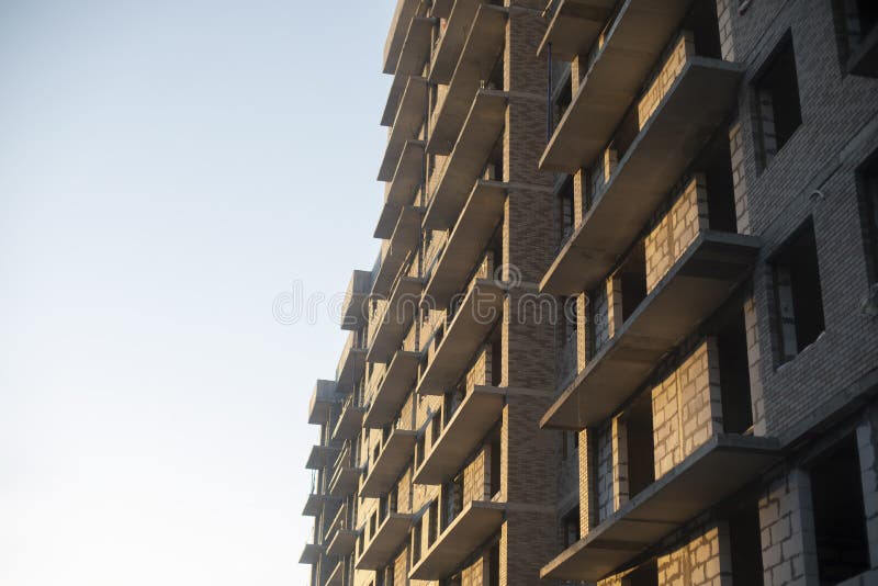 Building a House. Multi-storey Building without Cladding Stock Image ...