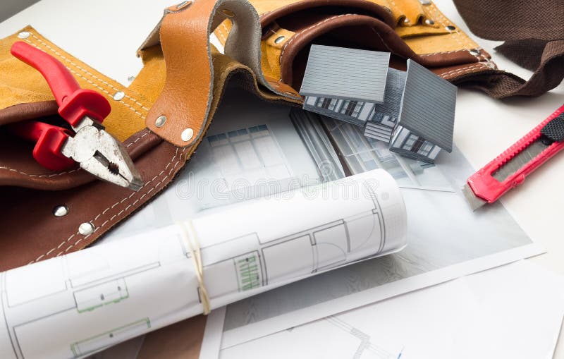 Building House - Project for Construction Industry Background Stock ...