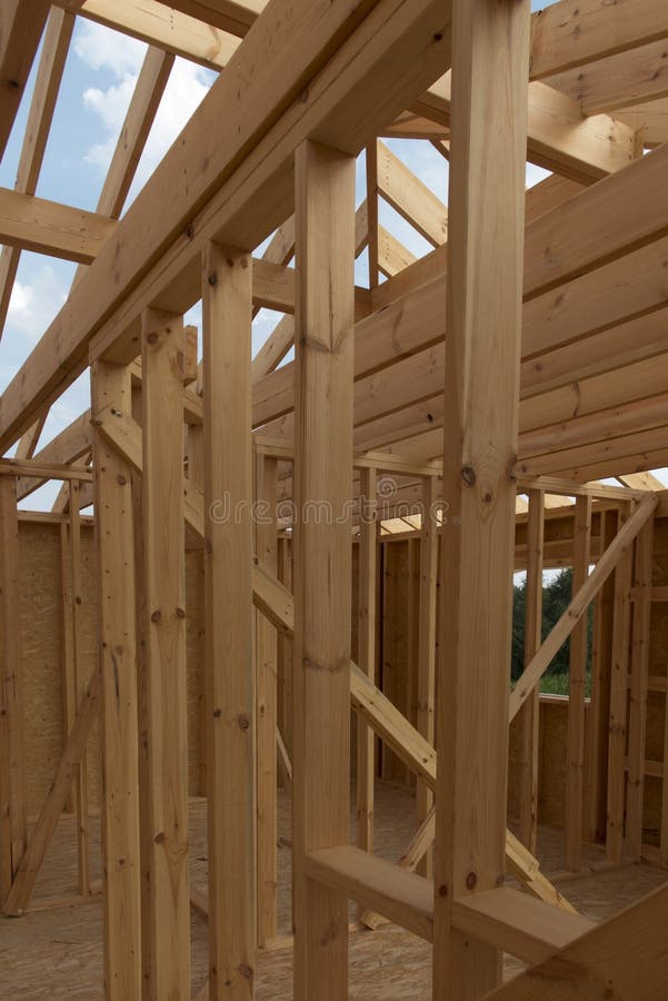 Building a House in Skeleton Technology Stock Image - Image of beam ...