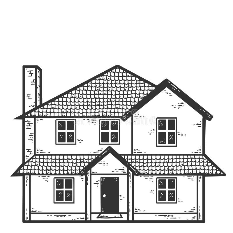 Building, House. Sketch Scratch Board Imitation Color Stock Vector ... Building, House. Sketch Scratch Board Imitation Color Stock Vector ...