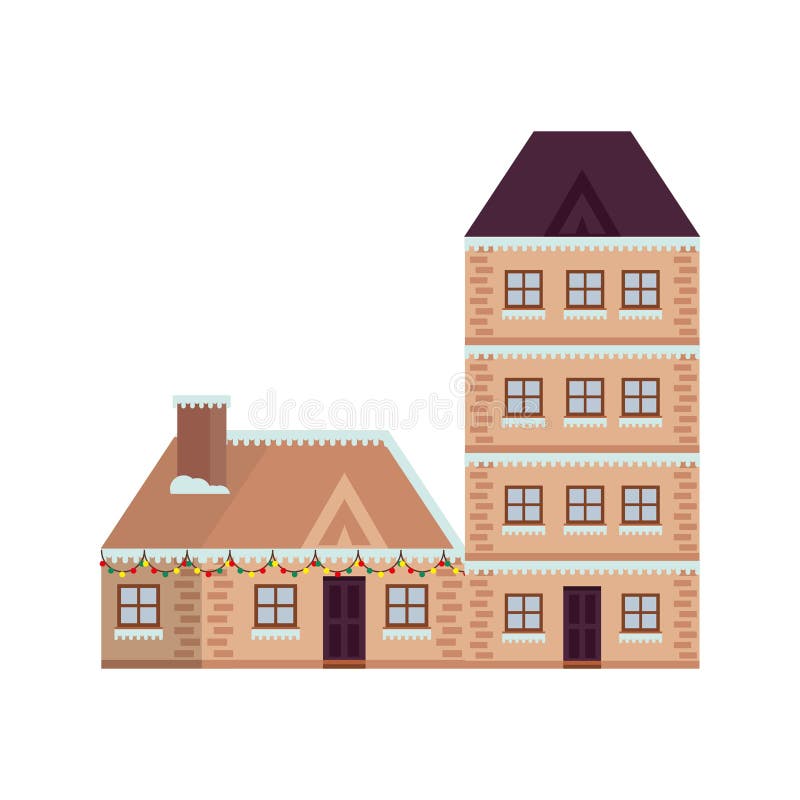 Building and House with Snow Winter Season Stock Vector - Illustration ...