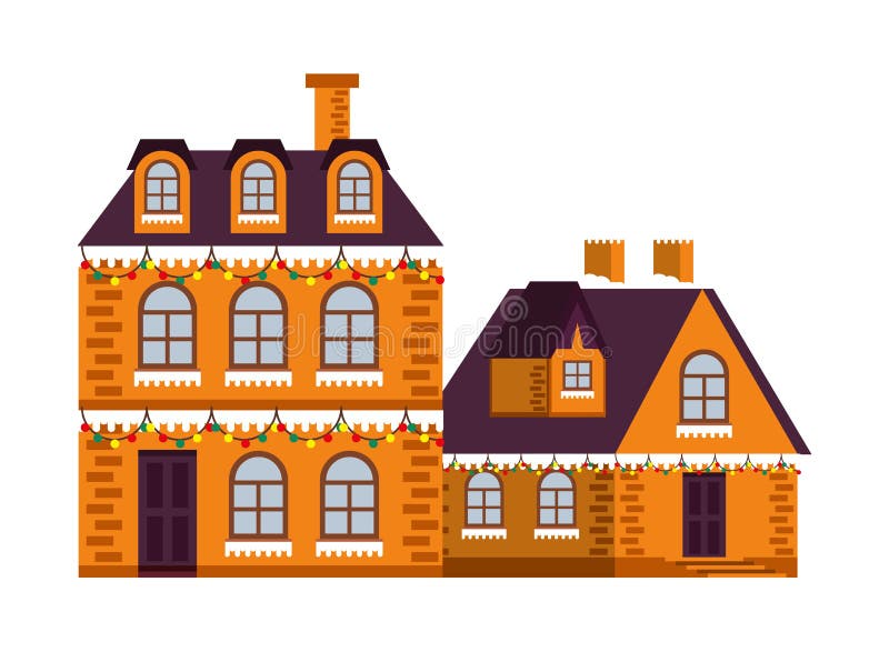 Building and House with Snow Winter Season Stock Vector - Illustration ...