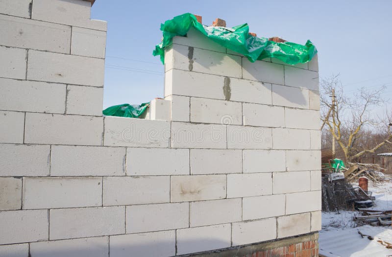 Building a House of White Silicate Blocks Stock Photo - Image of ...