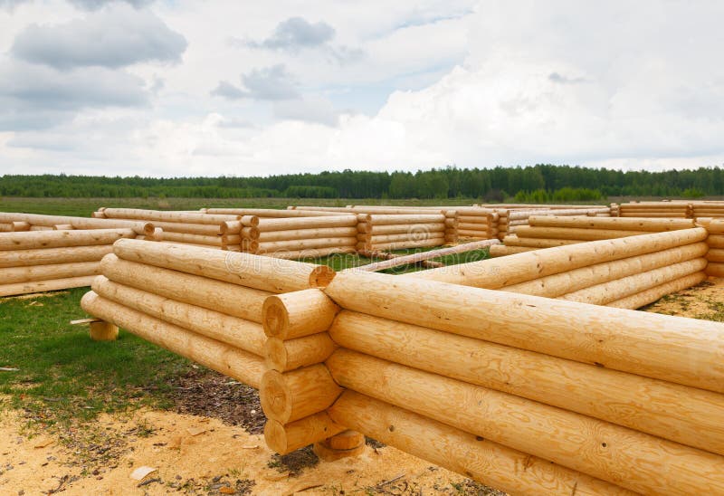 Building a House from Wooden Logs Stock Image - Image of detail, house ...