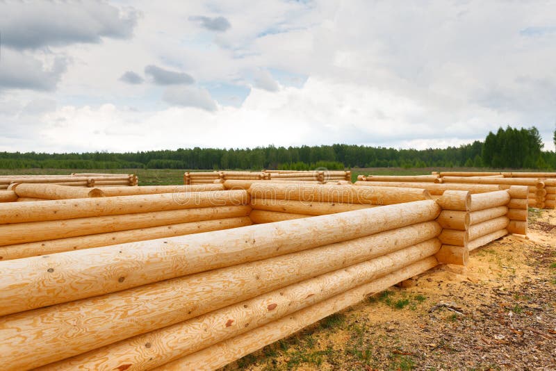 Building a House from Wooden Logs Stock Photo - Image of rural, growth ...