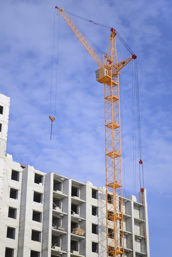 Building Houses and Huge Crane Stock Image - Image of project, height ...