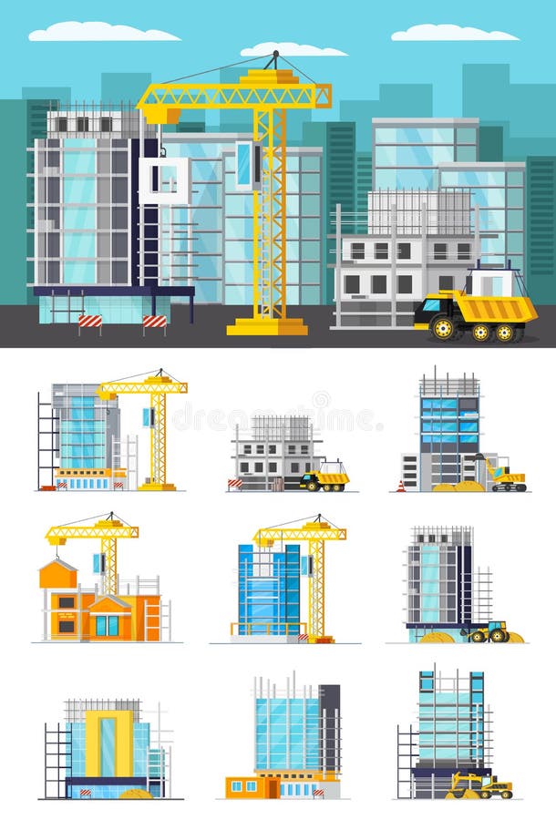 Building Houses Orthogonal Concept Stock Vector - Illustration of ...