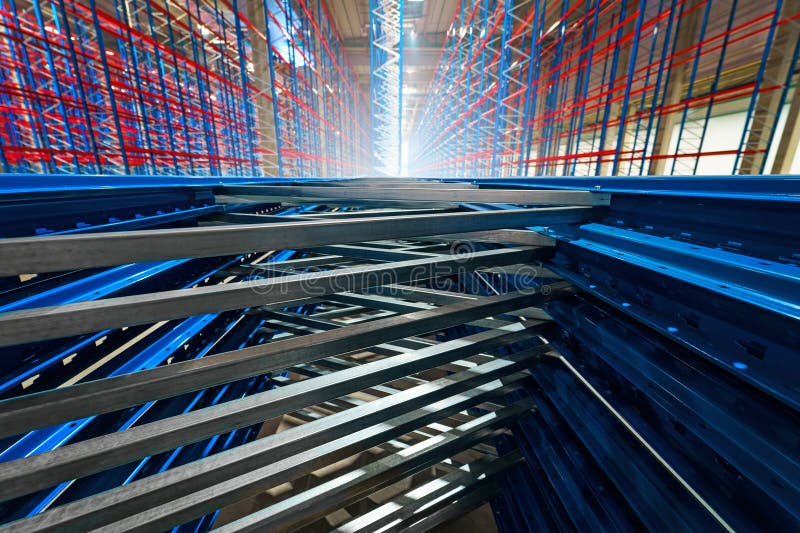 Building a Huge Warehouse with High Racking Stock Image - Image of ...