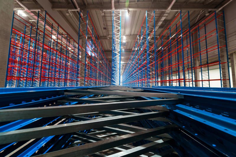 Building a Huge Warehouse with High Racking Stock Photo - Image of ...
