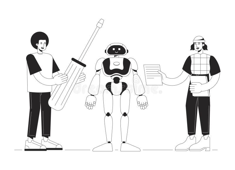 Building Humanoid Robot Black and White Concept Vector Spot Illustration Stock Illustration ...