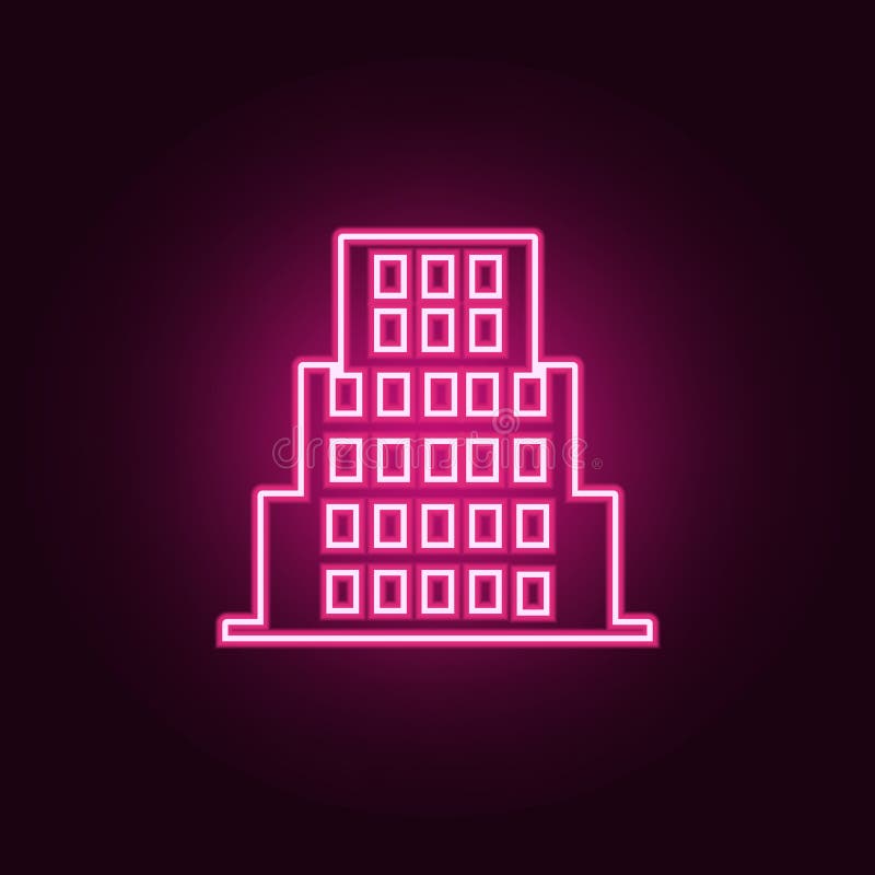 Building Icon. Elements of Web in Neon Style Icons Stock Illustration ...