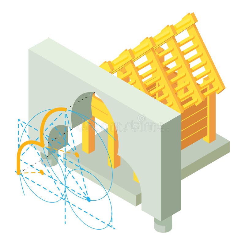 Building Icon Isometric Vector. Arch Project Wooden Building Under ...