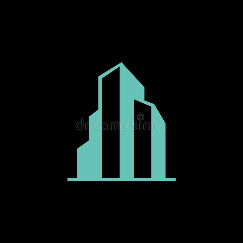 Building Icon Logo Vector on Black Background Stock Vector ...