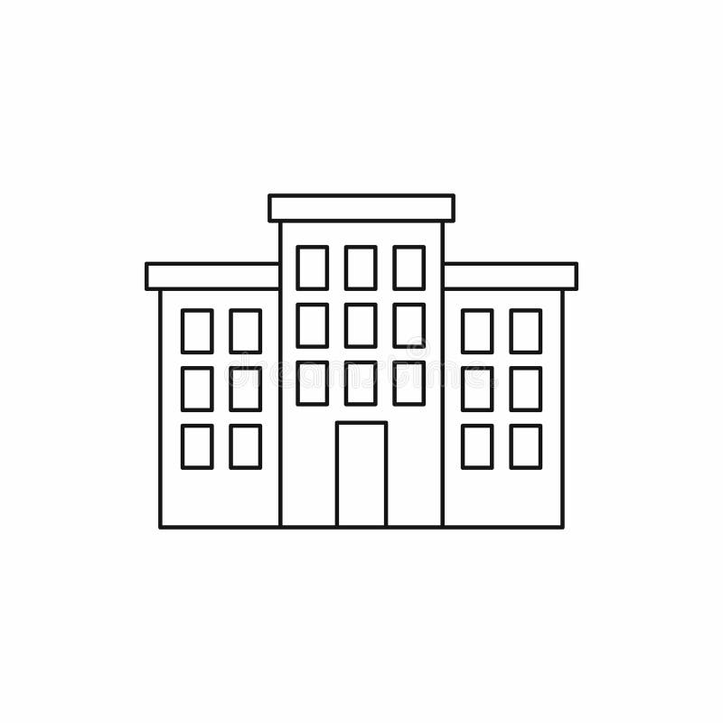 Building Icon, Outline Style Stock Vector - Illustration of exterior ...