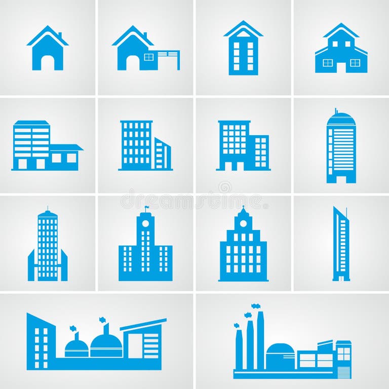 Building icon set stock vector. Illustration of gray - 54084128