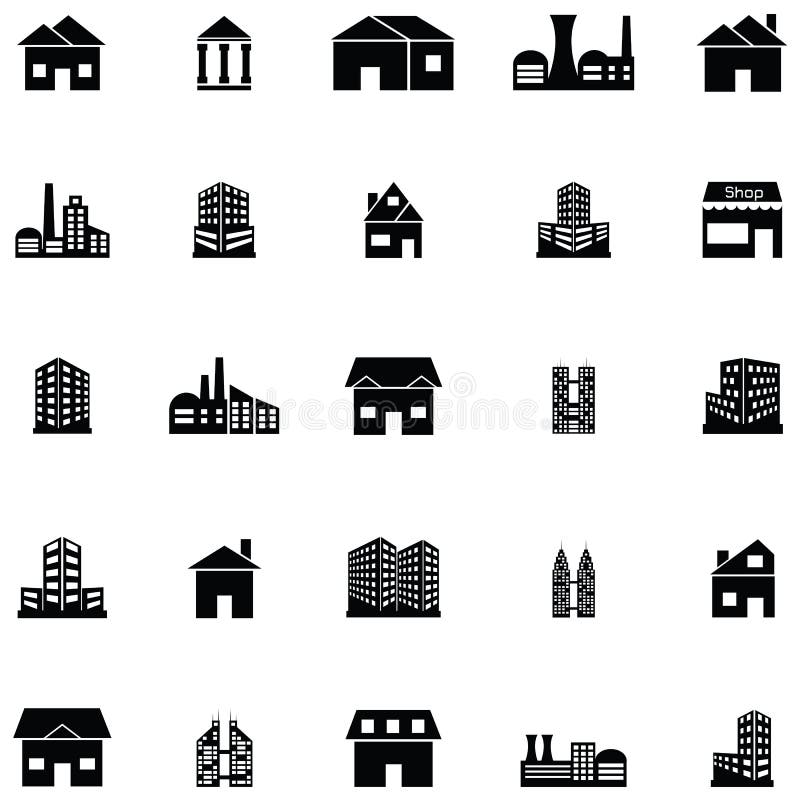 Building icon set stock vector. Illustration of office - 107346419