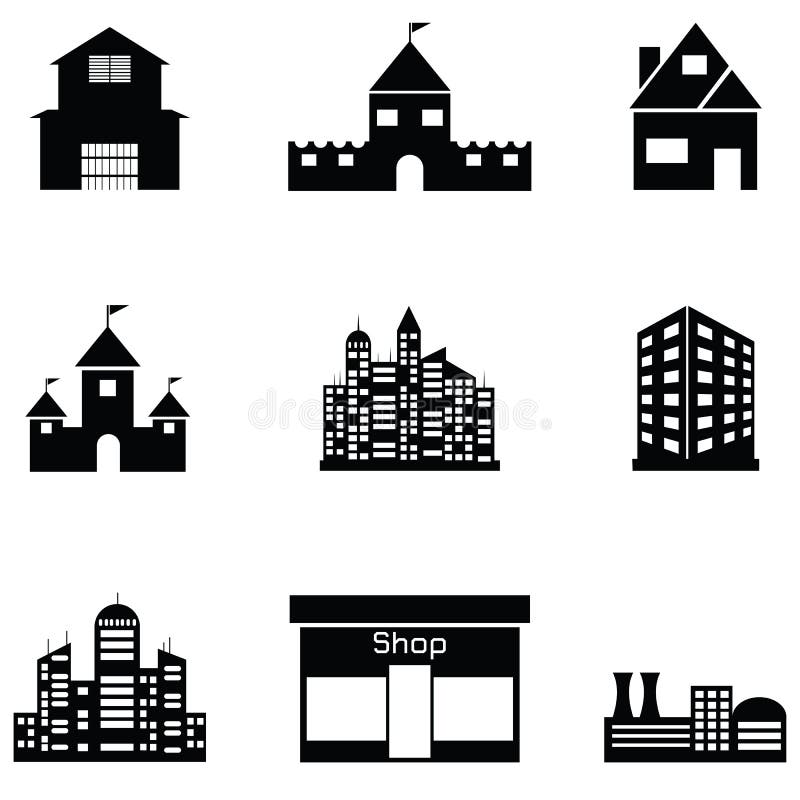 Building icon set stock vector. Illustration of modern - 120561717