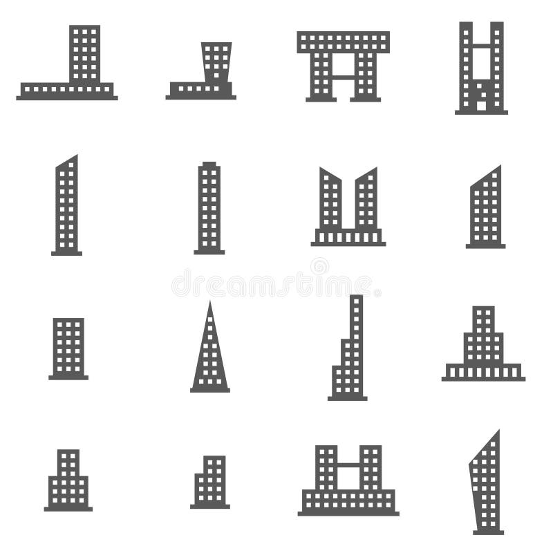 Building Icon Set stock vector. Illustration of hotel - 55395064