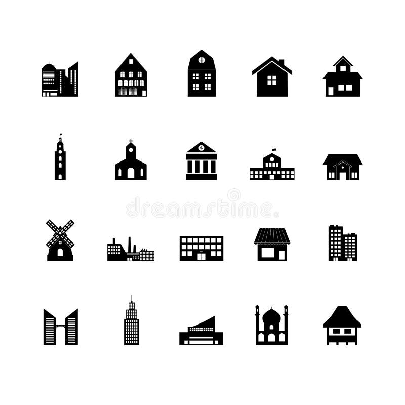 3d Building Icon Set stock vector. Illustration of architecture - 31792852