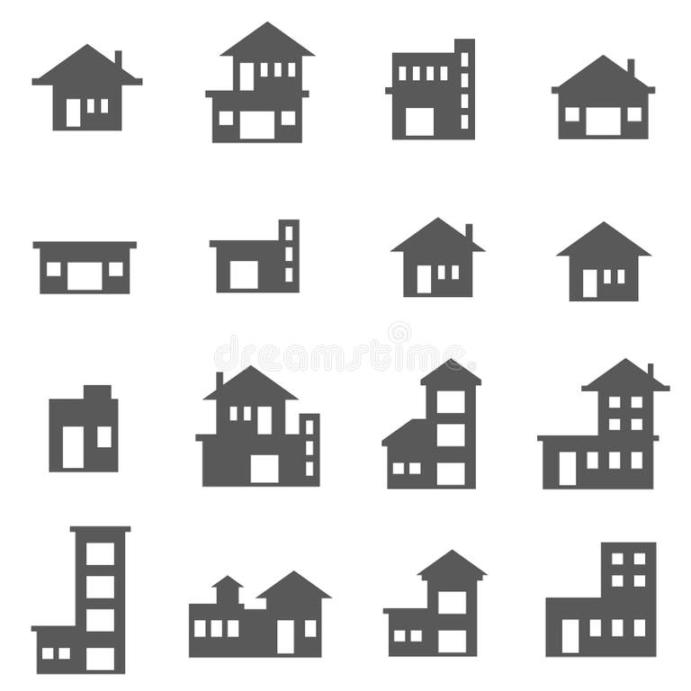 Building Icon Set stock vector. Illustration of hotel - 55395064