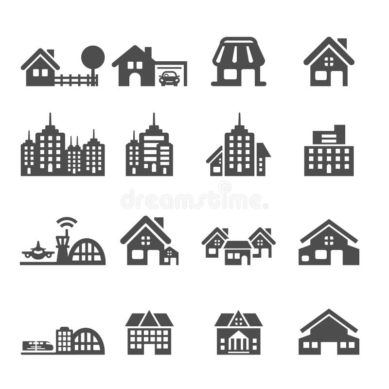 3d Building Icon Set stock vector. Illustration of architecture - 31792852