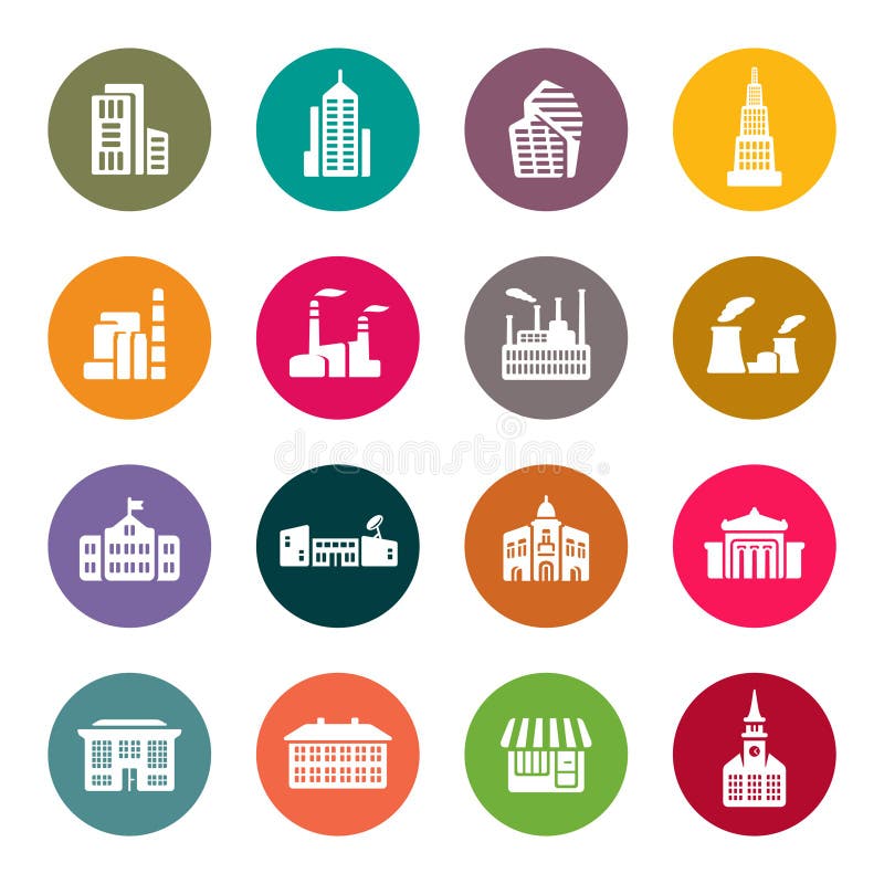 Building icon set stock vector. Illustration of bank - 41868920